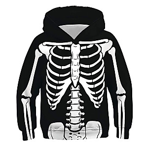 Lovekider Halloween Hoodies for Boys Girls 11-13 Years Old Scary Hooded Pullover 3D Skeleton Sweatshirts without Fleece