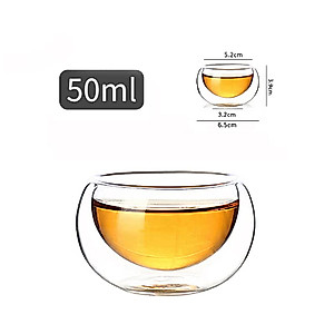 Japanese Sake Set Cold 4 Ochoko Cups (50ml) +1 Tokkuri Bottle (300ml) Lovely Hole for add ice Refrigeration Sake Pot Dispenser Double Walled Sake Cup Glass Decanter Carafe Gift for Sake Lover Party