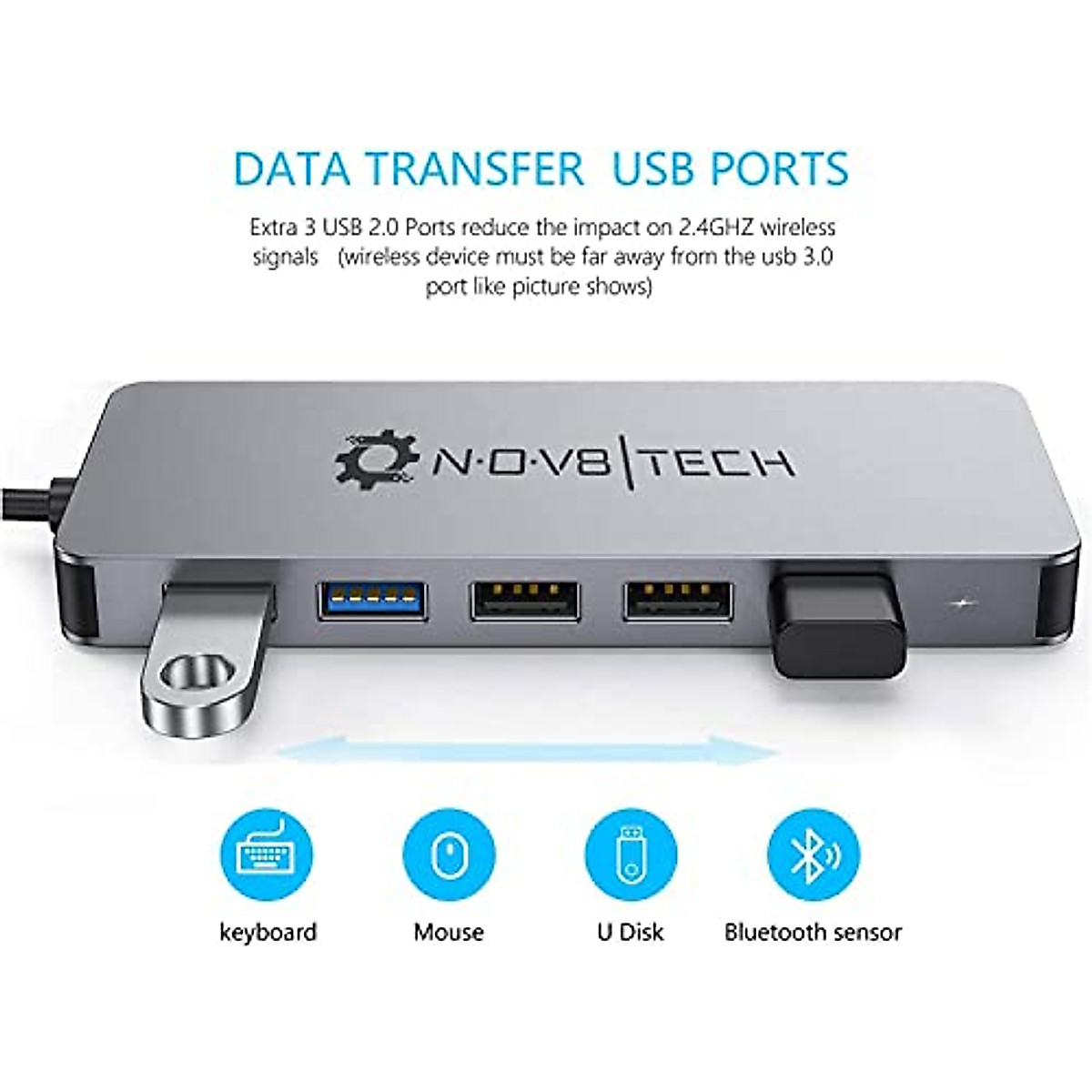 NOV8Tech USB C Hub, 11 in 1 USB Hub 3.0 Adapter Dongle for M1 MacBook Pro Air, Windows Laptop and Other Type C Devices, 4K HDMI, 100W USB C Dock PD, Micro SD & 2X SD, 2X USB 3.0, 3X USB 2.0