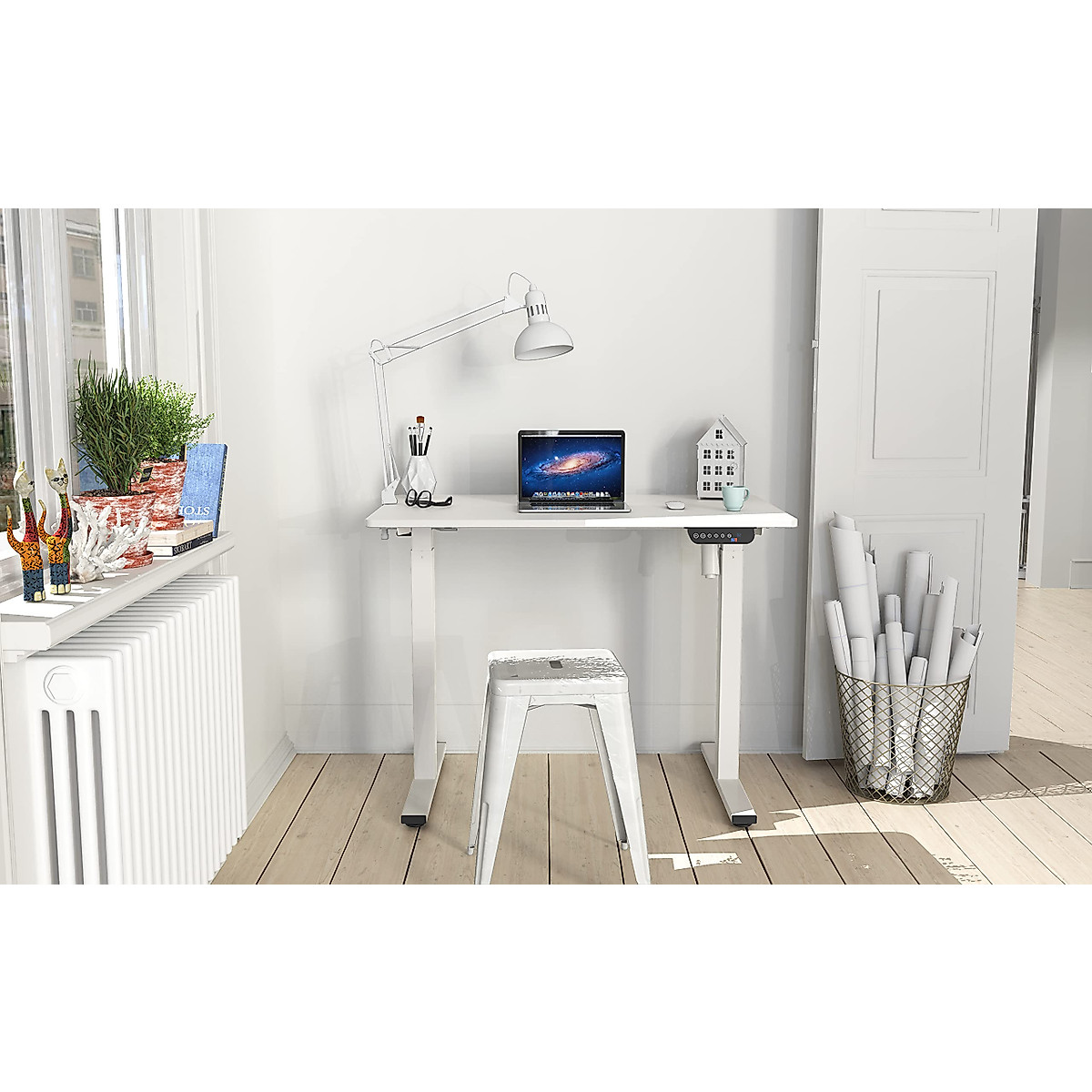 SHW Electric Height Adjustable Desk with Memory Preset, 40 x 24 Inches, White
