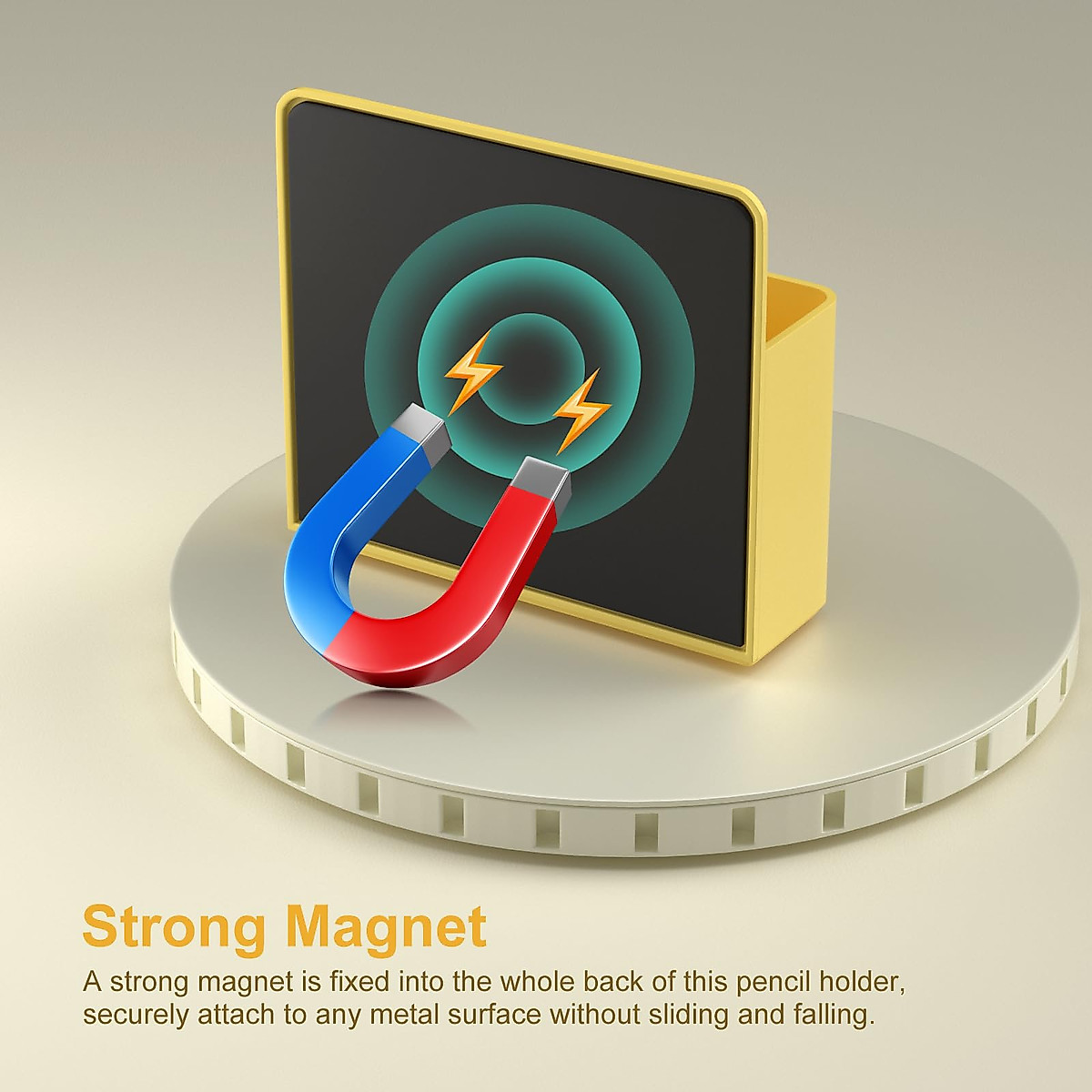 Jeyoon 2 Pack Magnetic Dry Erase Marker Holder, Whiteboard Marker Holder, Magnetic Pen Holder, Magnetic Marker Holder for Fridge, Whiteboard, Locker, Magnetic Cup for Dry Erase Board -Yellow