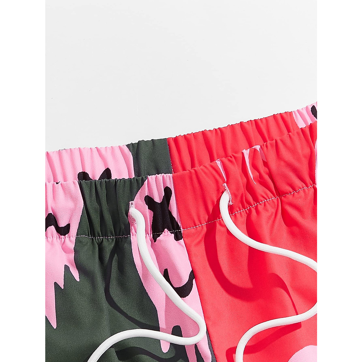 WDIRARA Men's Graphic Print Colorblock Drawstring Waist Active Pocket Shorts Multicolored M