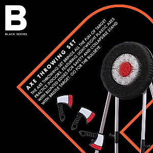 Black Series Axe Throwing Target Set, Includes 3 Axes & Bristle Target, Lightweight Plastic Axes with Blunted Edges, Safe for Indoor & Outdoor Use, Fun Party Activity Game