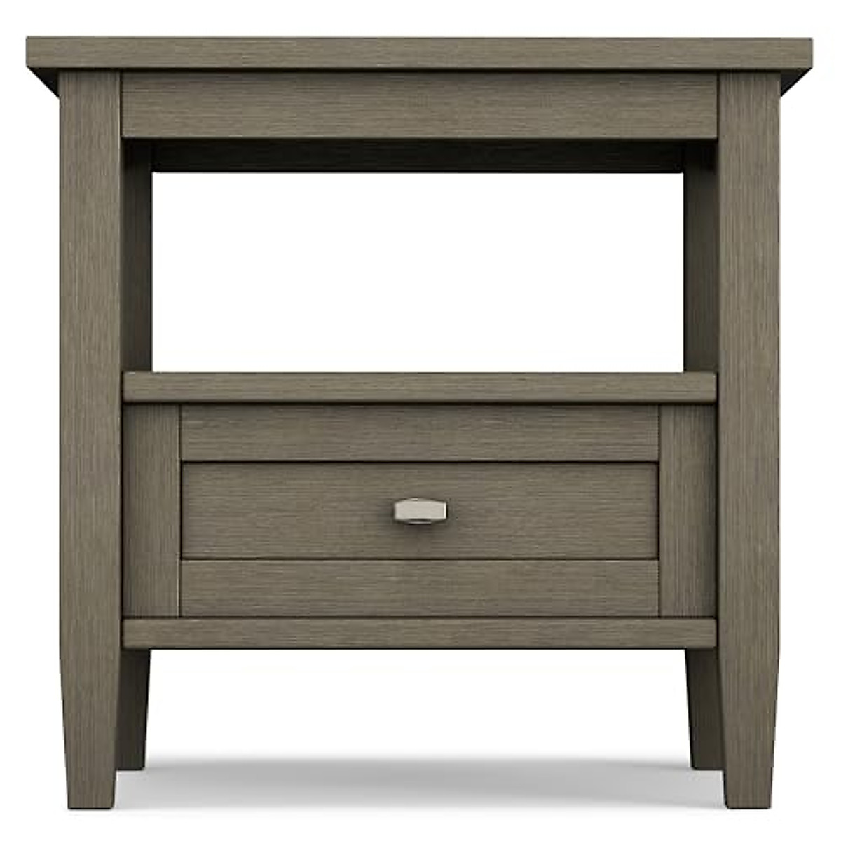 SIMPLIHOME Warm Shaker SOLID WOOD 20 inch wide Rectangle Rustic End Side Table in Farmhouse Grey with Storage, 1 Drawer and 1 Shelf, for the Living Room and Bedroom