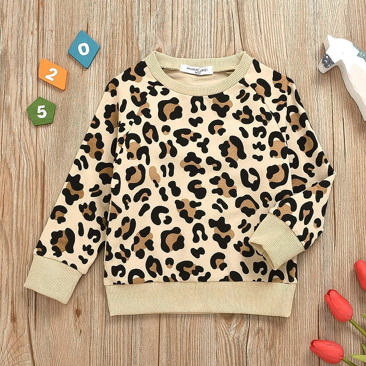 BOEBNOZCV Toddler Baby Girls Boy Leopard Print Sweater Long Sleeve Pullover Tops Blouse Sweatshirt Autumn Clothes (Leopard,5-6T)