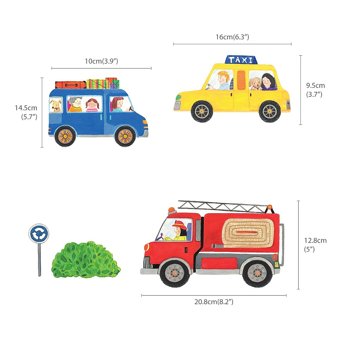 DECOWALL DW-1604 Vehicles on The Roads Kids Wall Stickers Wall Decals Peel and Stick Removable Wall Stickers for Kids Nursery Bedroom Living Room décor