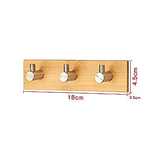 Ibluelover Wooden Coat Rack Wall Mounted, Self Adhesive Coat Hook Hanger, Entryway Wall Door Coat Hat Hanger Rail Organizer with 3 Hooks for Bathroom Bedroom Closet Room Kitchen Mudroom