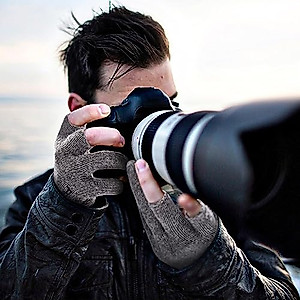 Palmyth Wool Fishing Gloves 3-Cut Fingers Warm for Men and Women Cold Weather Fingerless Gloves for Winter Fly Fishing, Ice Fishing, Photography and Hunting (Gray, L/XL)