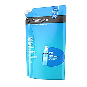 Neutrogena Hydro Boost Lightweight Hydrating Facial Cleansing Gel, Gentle Face Wash & Makeup Remover with Hyaluronic Acid, Hypoallergenic & Non Comedogenic, Refill Pouch, 16 fl. oz
