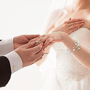 WEBEEDY 4 Pcs Wrist Corsage Wedding Bridal Bridesmaid Hand Flower Wristlet Bracelet for Wedding Decorations Prom