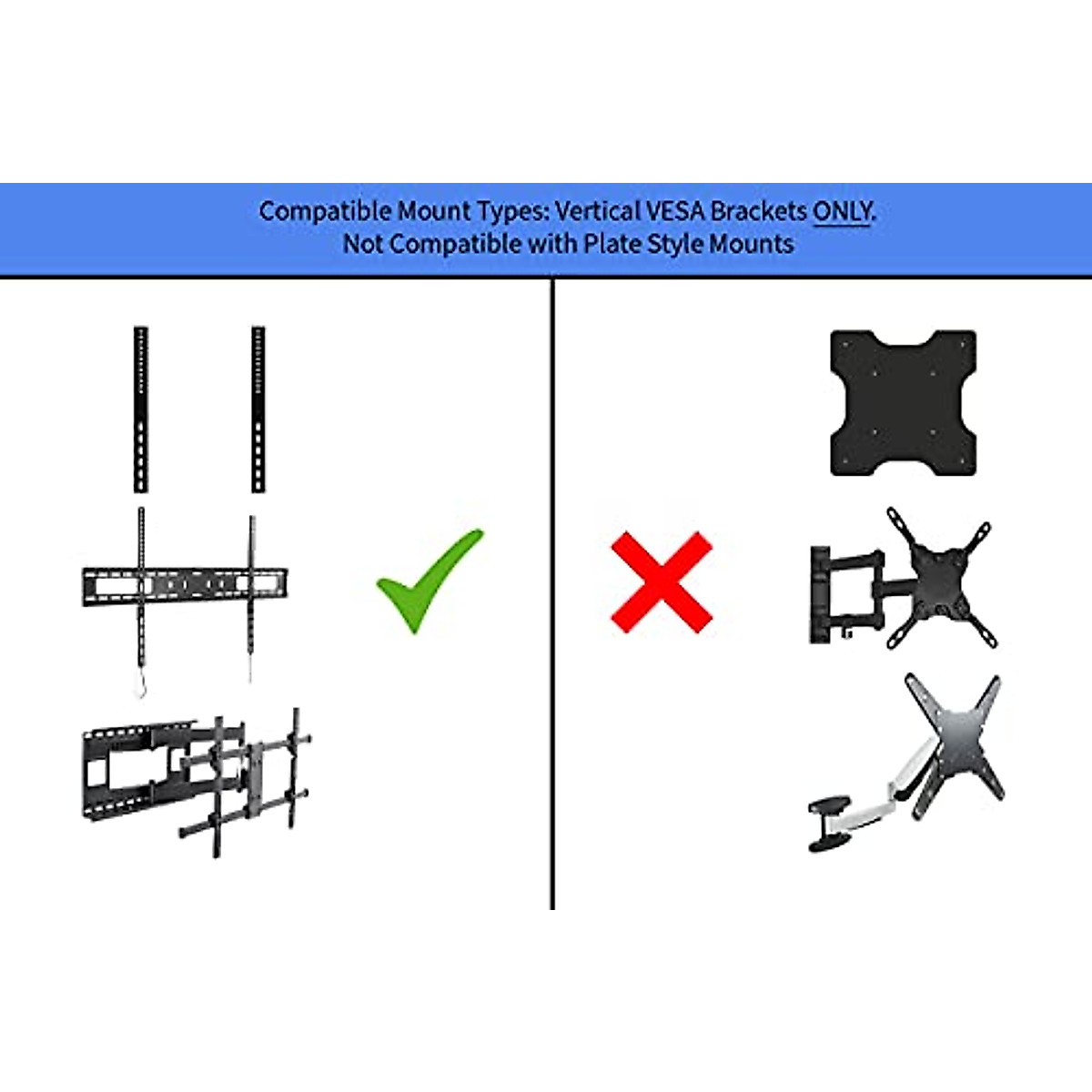 VIVO Steel Speaker Mount Designed for Sonos Arc Soundbar, Above or Below Wall Mounted TV, Fits VESA Widths up to 600mm, Black, MOUNT-SONOS3T