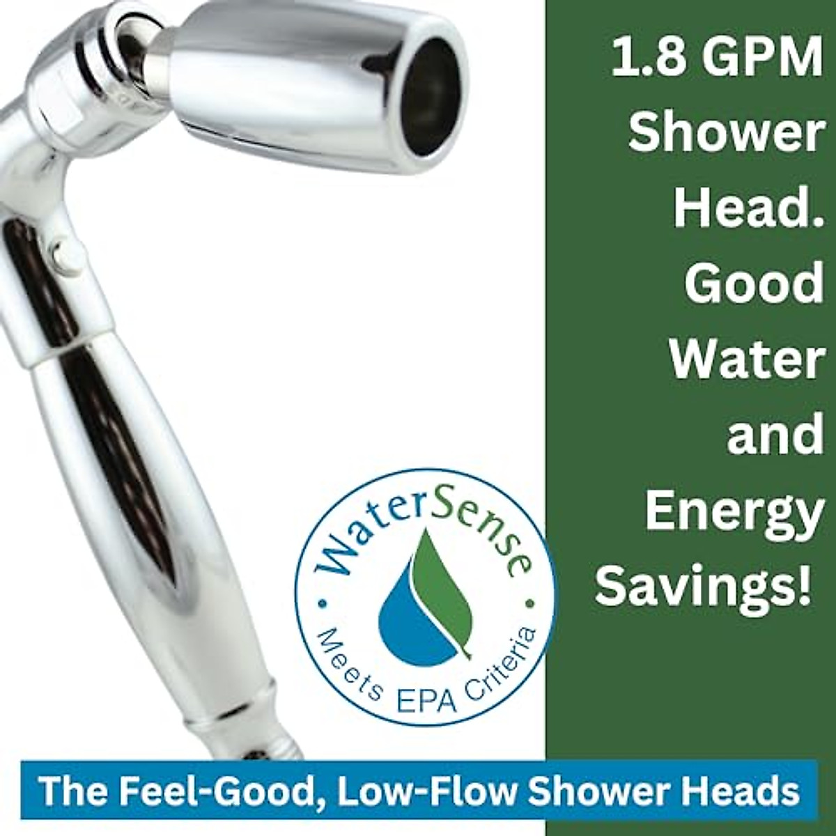 High Sierra Showerheads® - Solid Metal Handheld Shower Head with Pressure and Flow Control Valve - Low-Flow 1.8 GPM - Chrome