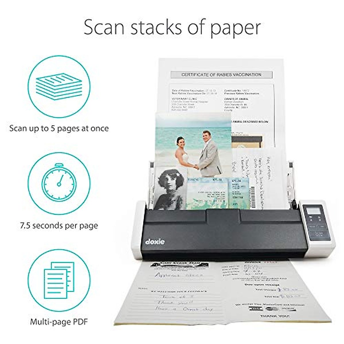Doxie Q2 — Wireless Rechargeable Document Scanner with Automatic Document Feeder (ADF)