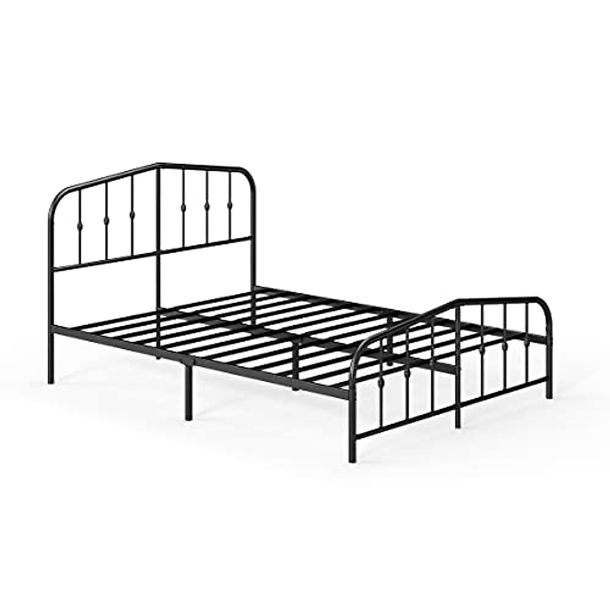 Zinus Heidi Metal Platform Bed Frame/Steel Mattress Foundation/Bed Frame with Headboard and Footboard/No Box Spring Needed/Easy Assembly, Black, Queen