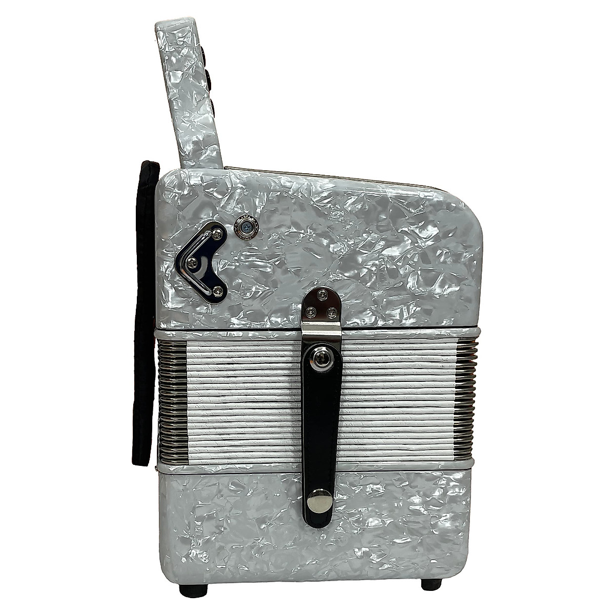 Alacran NAL3412 DLX Accordion Package: 34 Button, 12 Bass Accordion with Case and Straps (Fa/FBE, White Pearl)