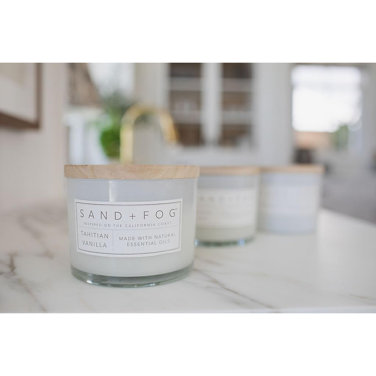 Sand + Fog Scented Candle - Tahitian Vanilla – Additional Scents and Sizes – 100% Cotton Lead-Free Wick - Luxury Air Freshening Jar Candles - Perfect Home Decor – 12oz