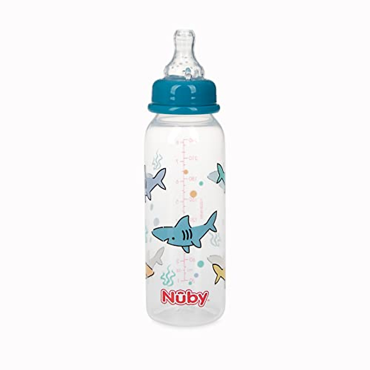 Nuby Printed Non-Drip Bottle, 1 Pack of 1 Bottle, 8 Ounce, Colors May Vary