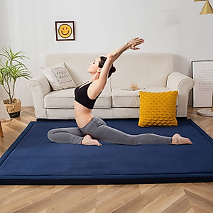 MAXYOYO Baby Play Mat, 1.2" Thick Memory Foam Soft Padded Carpet with Non-Slip Backing, 3x5 ft Japanese Tatami Rug Living Room for Kids, Toddler, Children, Nusery(Navy)