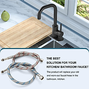 Midanya 40-Inch Long Faucet Connector,Bathroom Kitchen Faucet Connector,Braided Stainless Steel Supply Hose 3/8-Inch Female Compression Thread x M10 Male Connector,x 2 Pcs (1 Pair)