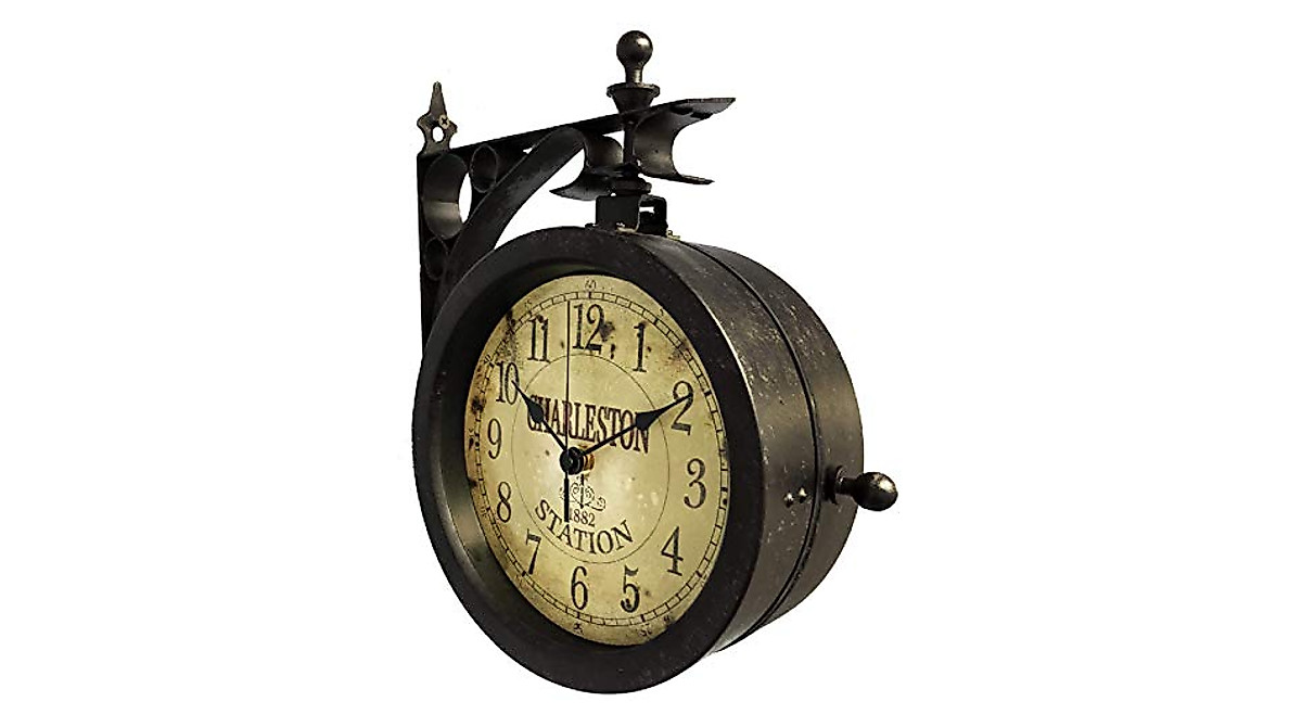 Infinity Instruments Charleston Outdoor Double Sided Clock & Thermometer