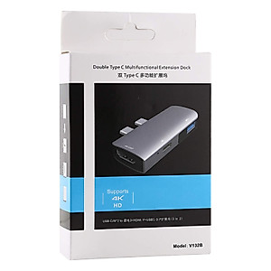 Leya-US Spare Part Double USB-C/Type-C to PD Port + USB 3.0 + HDMI Multifunctional Extension HUB Adapter