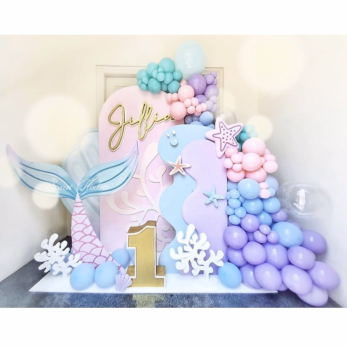 124Pcs Mermaid Balloon Garland Kit, Mermaid Tail Purple Pink Shell Pink Purple Blue Balloons for Girls Mermaid Birthday Party Under The Sea Party Decorations