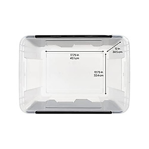 IRIS USA 50.72qt Clear View Wing-lid Plastic Storage Organizing Container Bin, Clear/Black