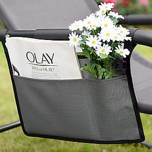 Outsunny Outdoor Rocking Chair, Chaise Lounge Pool Chair for Sun Tanning, Sunbathing, a Rocker with Side Pocket, Armrests & Pillow for Patio, Lawn, Beach, Gray