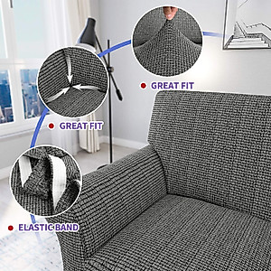 ZNSAYOTX 2 Piece Chair Covers for Living Room with Arms Anti Slip Stretch Arm Chair Slipcovers Sofa Armchair Slipcover Machine Washable Furniture Protector (Black and White, Chair)