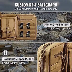 VEVOR Rifle Bag, 36 inch Tactical Double Long Gun Bag, Soft Rifle Case with Lockable Zipper, Portable Handle & Shoulder Strap, 3 Large Storage Pockets Rifle Case for Two 34" Rifles & 2 Pistols, Brown