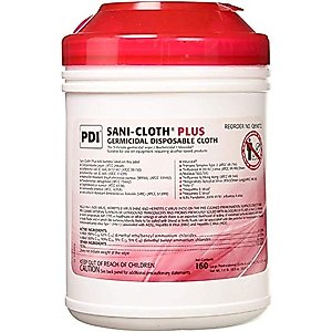 PDI Healthcare 51017M Sani-Cloth Plus Germicidal Cloth, 6" x 6-3/4" Size, Pack of 160