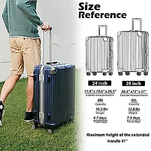 Coolife Luggage Aluminium Frame Suitcase TSA Lock 100% PC 20in 24in 28in (Wine red, M(24in))