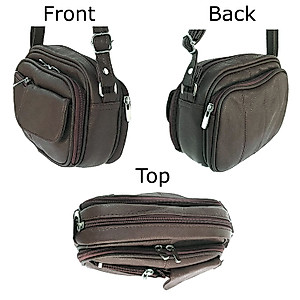 Cowhide Leather Women's Shoulder Purse Small Cross Body Organizer Bag with Many Pockets (Red-belt bag)