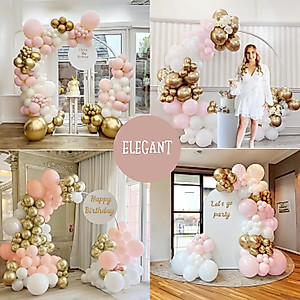 yeewaka pink and gold white balloon garland arch kit 150pcs baby pink for girl baby shower sweet 16 Birthday Party Wedding bride to be Pink graduations pro 2024 decorations