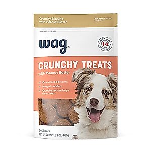 Amazon Brand - Wag Baked Biscuits Crunchy Dog Treats, Peanut Butter, 1.5 lb
