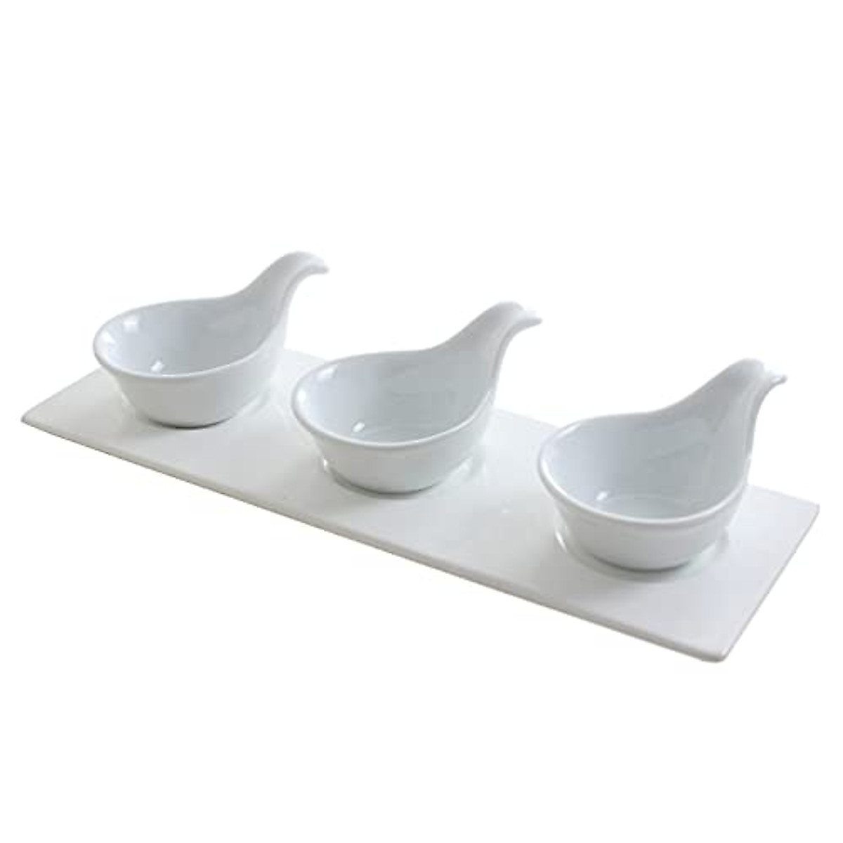 YARNOW 1 Set 4Pcs Ceramic Dip Bowls Set with Tray Dip Mini Dipping Bowls Seasoning Soy Sauce Flavor Serving Dish Bowls Caviar Spoons Sauce Vinegar Serving Bowl Size L