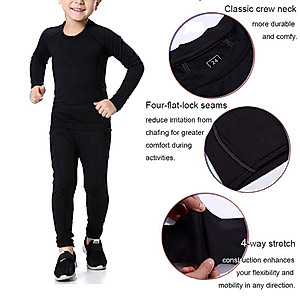 Youth Boys Football Compression Shirt & Pants Long Sleeve Athletic Shirts Sports Soccer Tights Kids Baselayer Set