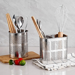 POPGRADE Utensil Drying Rack Silverware Caddy for Countertop, Stainless Steel Utensil Holder for Dish Rack, Silverware Drying Rack Holder Utensil Caddy Cutlery Rack, Chopstick Dishwasher Basket