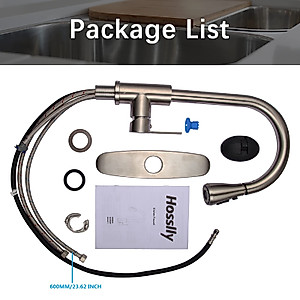 Kitchen Faucet, Brushed Nickel Kitchen Faucet for Sink with Sprayer, Single Handle faucets High Arc Modern Spring Kitchen Sink Faucet Stainless Steel with Deck Plate, for One Hole Or 3 Hole