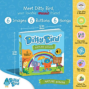 Ditty Bird Musical Books for Toddlers | Fun Children's Nursery Rhyme Book | Rain, Rain, Go Away Book with Sound | Interactive Toddler Books for 1 Year Old to 3 Year Olds | Sturdy Baby Sound Books