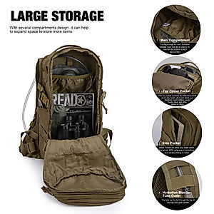 Mardingtop 28L Military Backpack, Tactical Backpack Molle Men Camping Hiking Traveling Motorcycle Backpacks for Unisex