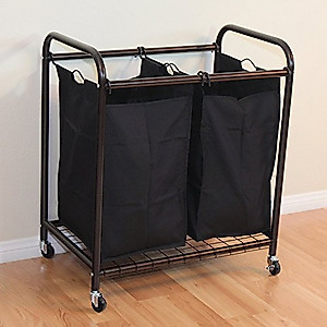 Oceanstar 2-Bag Rolling Laundry Sorter, Bronze