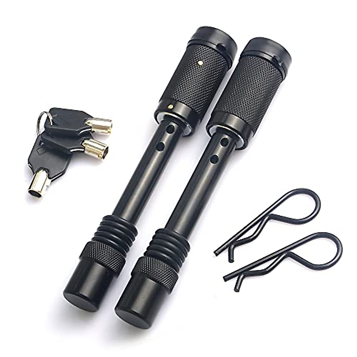 KAYCENTOP Hitch Receiver Pin Lock Trailer Locking 5/8 Inch Pin Security Hitch Locks Fit 2 inch 2.5 inch Hitch Receiver Class III IV Hitches 2 Pack Black Anti-Theft Anti-Noise 3 Tubular Alike Keys