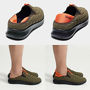 NORTIV 8 Men's Women's Hiking Slip-On Loafers Shoes Slippers Camping Moc Outdoor Indoor Walking Shoes Army Green SNUO226M, Size 7