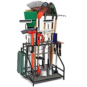 Garden Tool Organizer for Garage, Garden Tool Rack, Tool Organizers and Storage, up to 58 Long-Handled Tools, Garage Organizer, Yard Tool Holder for Garage, Shed, Outdoor, Garden tool stand, Black