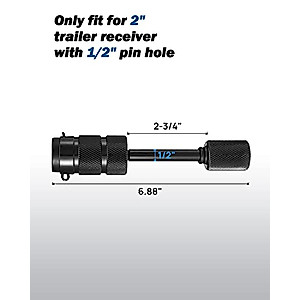 JOYTUTUS Trailer Hitch Lock, 1/2" Dia 2-3/4'' Long Pin, Fits 2" Class I/II Receiver, with 2 Keys 2 O-Rings, for Trailer Truck Car Boat, Anti-Theft and Waterproof Towing Hitch Lock