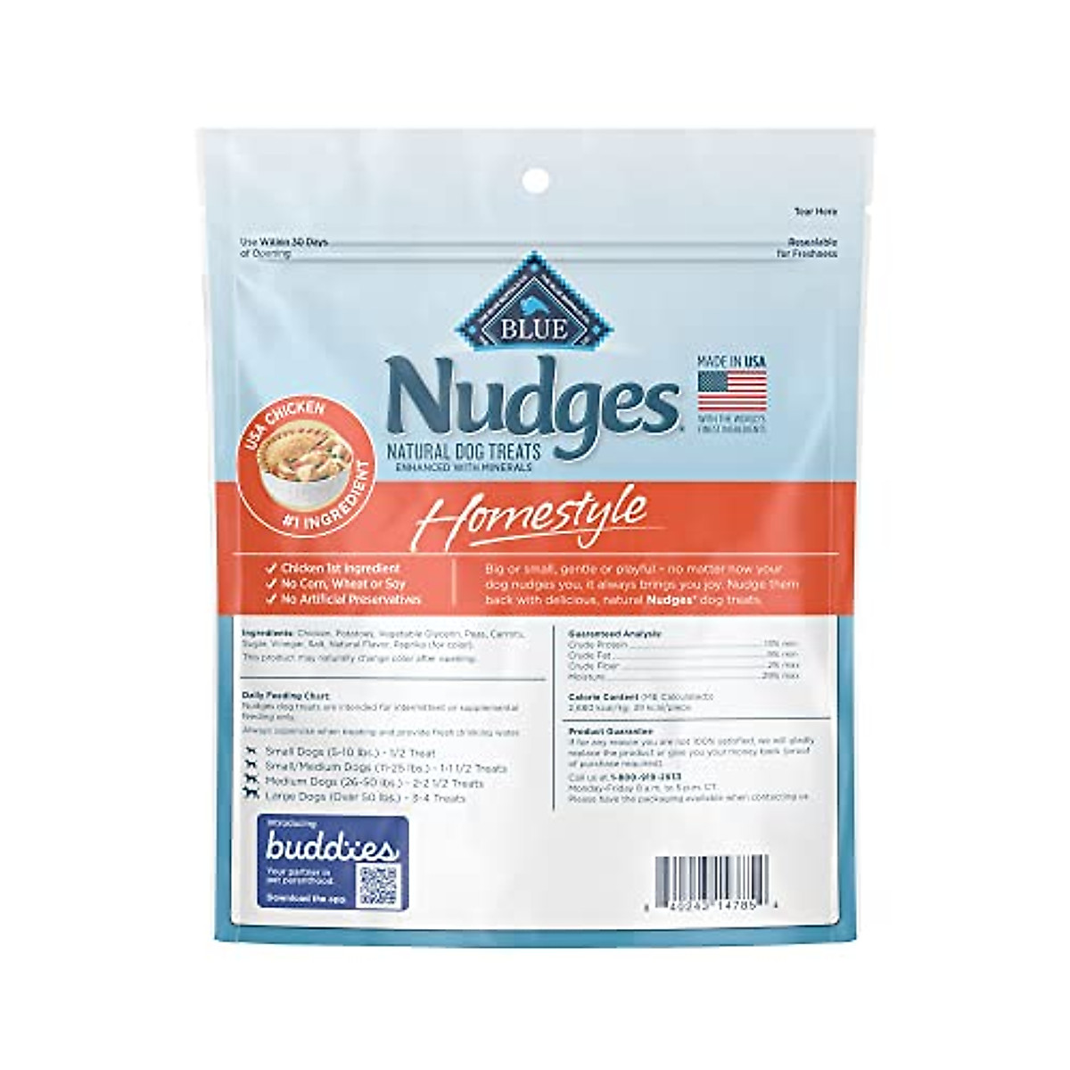 Blue Buffalo Nudges Homestyle Natural Dog Treats, Chicken, 16oz Bag
