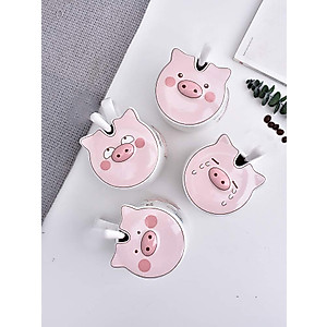 Ceramics Pig Relief Coffee Mug Water Tea Cup With Lid Spoon