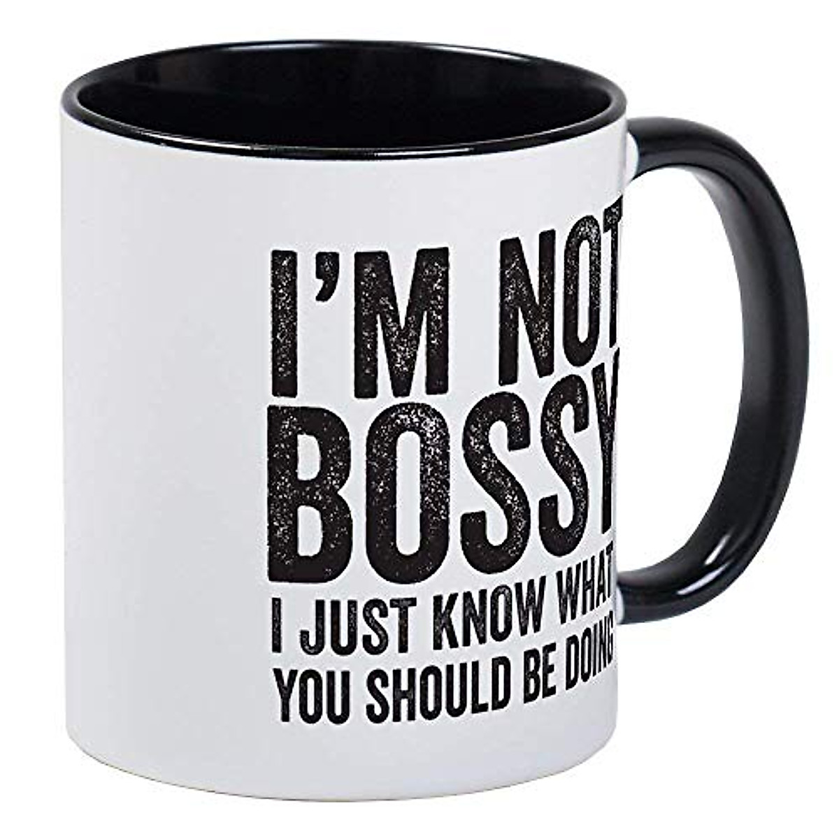 I'm NOT BOSSY I Just Know What You Should Be Doing - Ceramic 11oz RINGER Coffee/Tea Cup Gift Stocking Stuffer