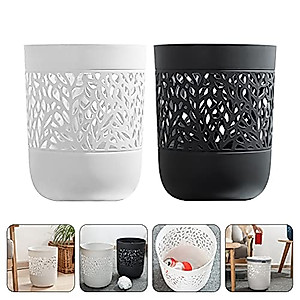 jojofuny 2pcs Small Trash Can Wastebasket Hollow Plastic Wastepaper Baskets Trash Can Garbage Container Bin for Bathroom Bedroom Kitchen Home Office and Kids Room Waste Use